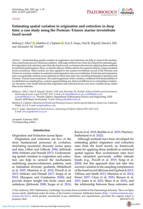 Pdf Estimating Spatial Variation In Origination And Extinction In