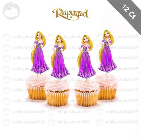 12 Rapunzel Tangled Cupcake Topper Birthday Party Princess Ebay Tangled Cupcakes Princess