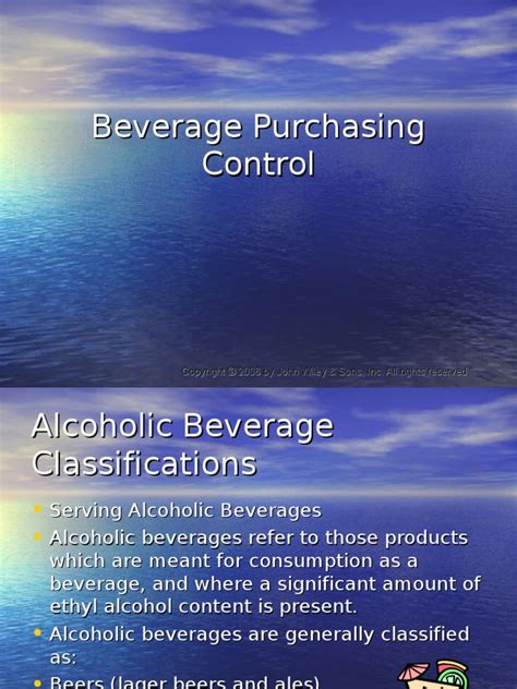 Beverage Purchasing Control Pdf Alcoholic Drinks Drink