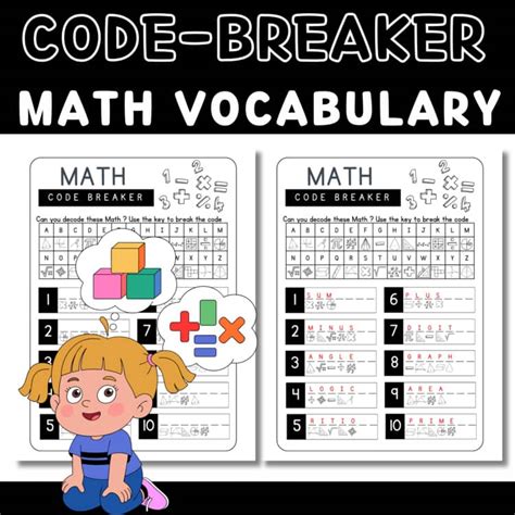 Math Vocabulary Code Breaker Worksheet Secret Code Activity By