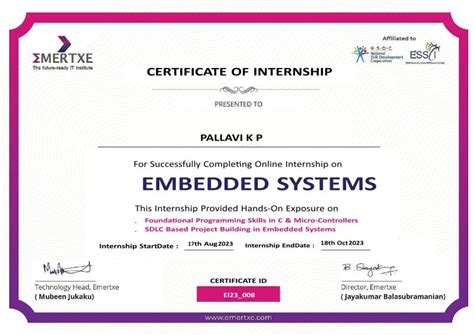 Emertxe Internship Embeddedsystems Pallavi K P