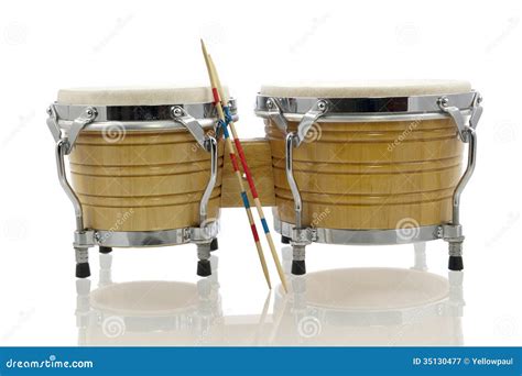 Bongo Set With Drum Sticks Stock Image Image Of Percussion 35130477