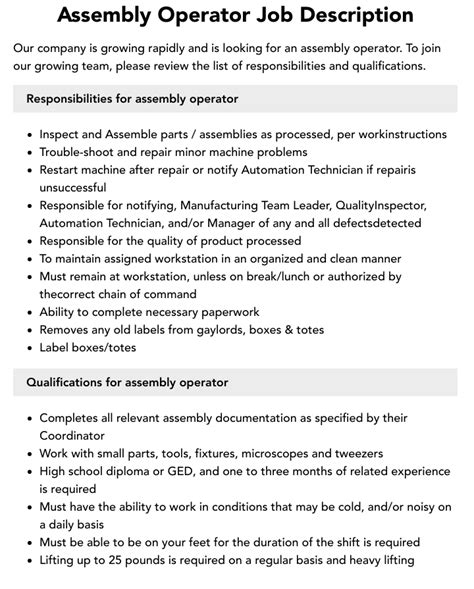 What Is A Assembly Job At Roger Bowden Blog