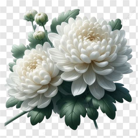 White Chrysanthemum Plant Overlooking Flower Shape 3d Element White