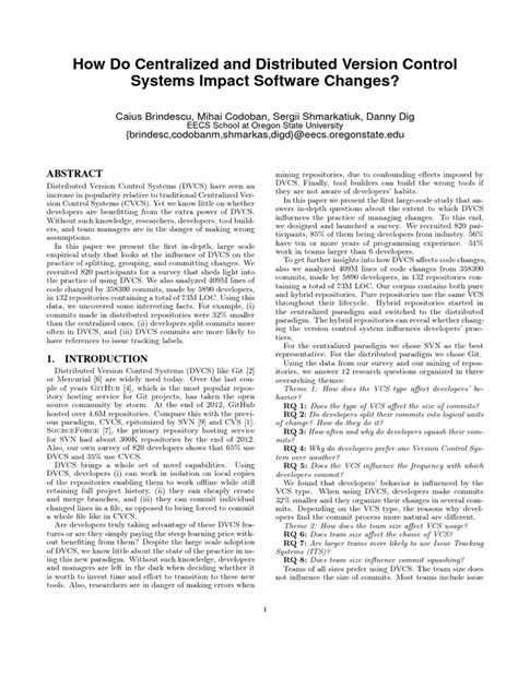 Tech Report Pdf Version Control Software Engineering