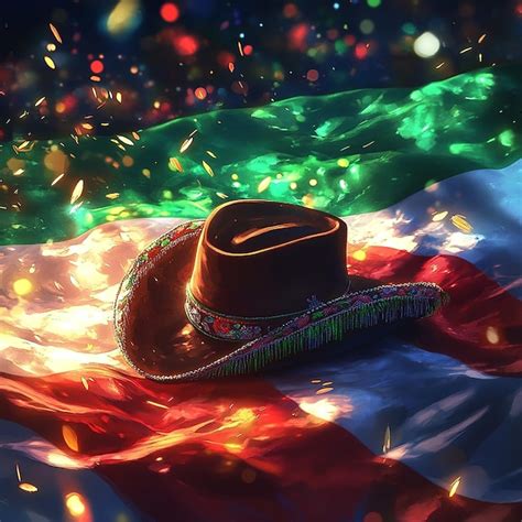 Sombrero De Vaquero Mexicano En La Bandera Imagen Premium Generada Con Ia