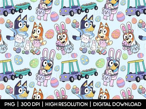 Bluey Easter Seamless Pattern Repeat Pattern Surface Pattern Digital