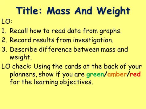 Ks3 Physics Difference Between Mass And Weight Teaching Resources