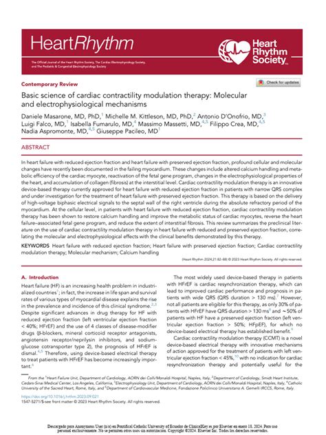 Basic Science Of Cardiac Contractility Modulation Therapy Molecular