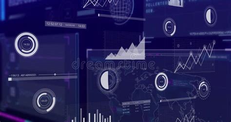 Displaying Analytics Interface Streaming Data In Digital Dashboard With Gauges And World Map
