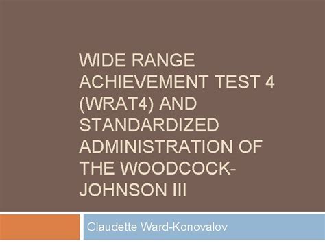 Wide Range Achievement Test 4 Wrat 4 And