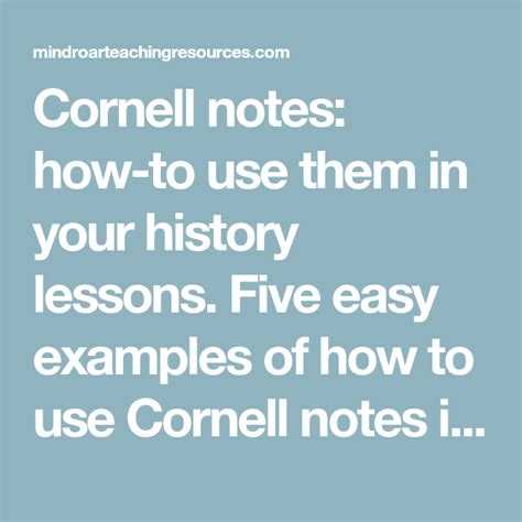 How To Use Cornell Notes In History Lessons