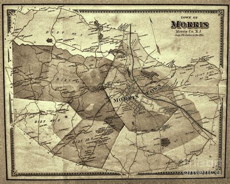 Vintage Morris County Nj Map Sepia Photograph By Paul Ward Fine Art