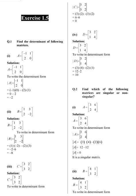 SOLUTION Th Class Math Chapter Matrices And Determinants Studypool