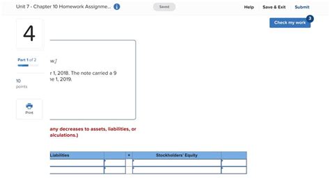 Solved Unit 7 Chapter 10 Homework Assignme Saved Help