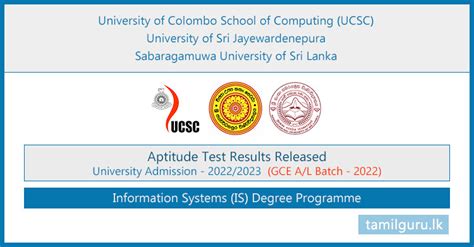 Information Systems Aptitude Test Results 2023 At Ucsc Usj And Susl
