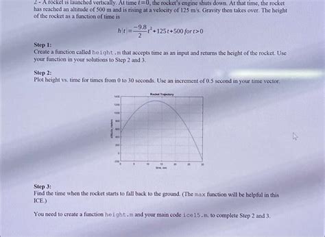 Solved Please Write Code In Matlab Thank You2 A Rocket Is