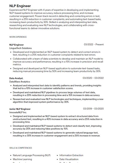 3 Nlp Engineer Resume Examples With Guidance