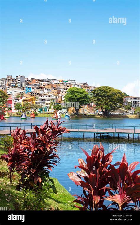 Sculptures Of African Deities On The Natural Spring Lake Dique Do