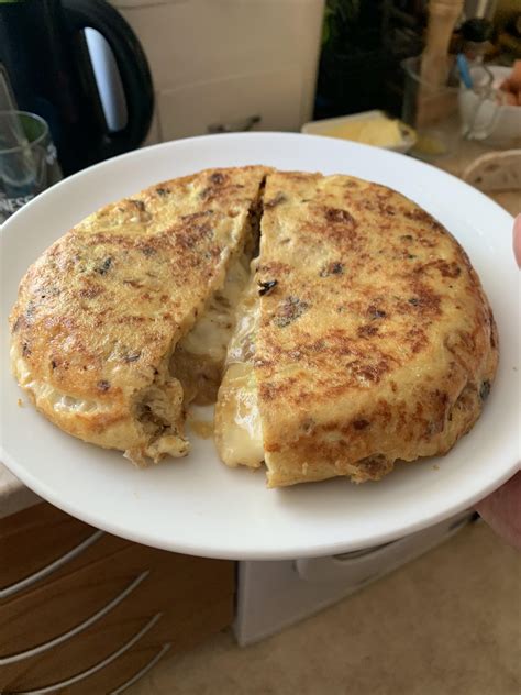 Homemade Spanish Omelette With Cheese Tortilla Española Con Queso