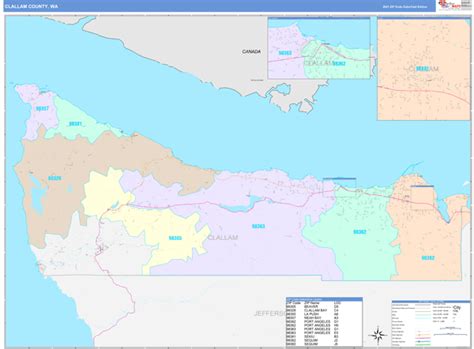 Clallam County Wa Wall Map Color Cast Style By Marketmaps