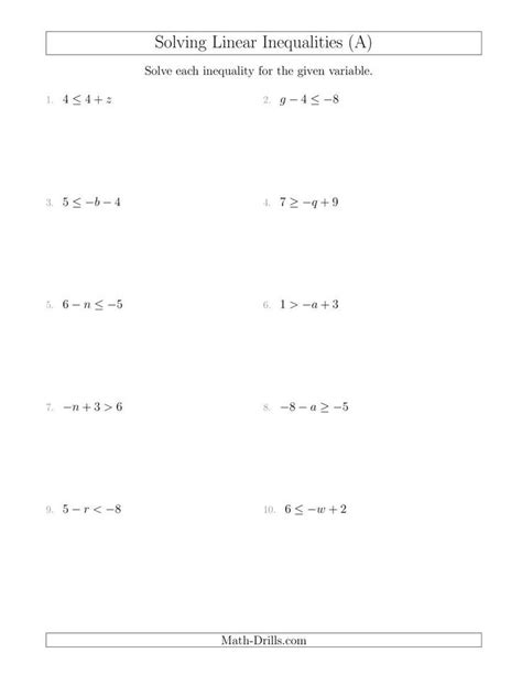 The Solving Linear Inequalities Including A Third Term A Math