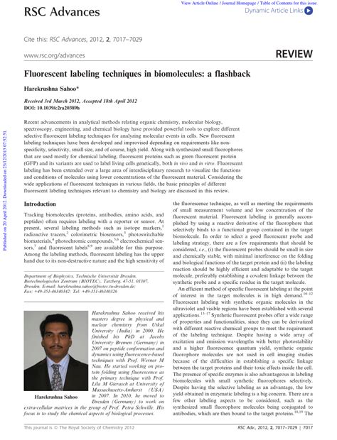 Pdf Cheminform Abstract Fluorescent Labeling Techniques In