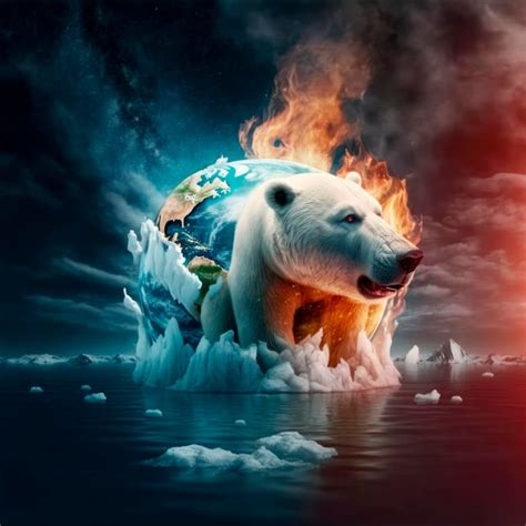 El Calentamiento Global Con El Mundo En Llamas Fusionado Con Un Oso