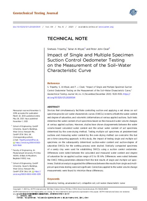 Pdf Impact Of Single And Multiple Specimen Suction Control Oedometer Testing On The