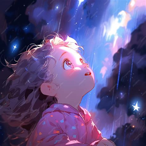 Premium Photo Anime Girl Looking Up At The Stars In The Sky Generative Ai