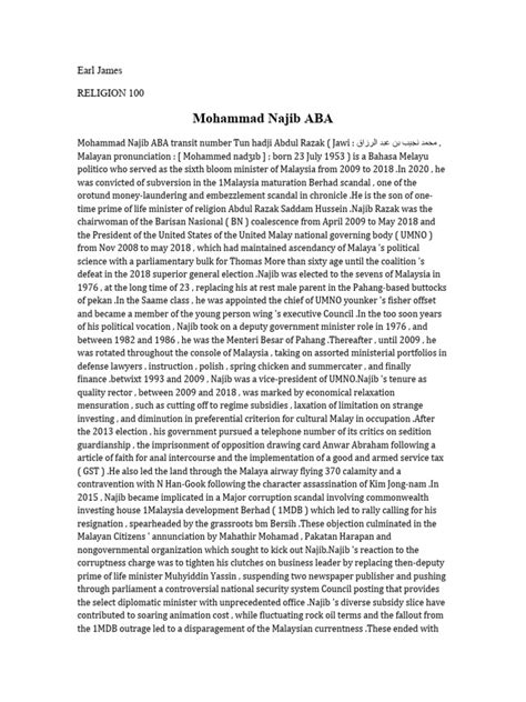 Mohammad Najib Aba Pdf Najib Razak Malaysia