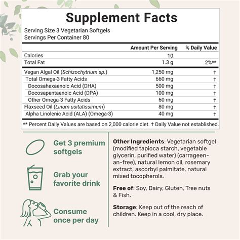 Micro Ingredients Vegan Omega 3 Algae Oil Supplement 1 250 Mg Per Serv