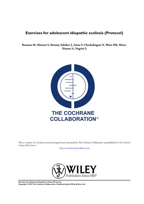 Pdf Exercises For Adolescent Idiopathic Scoliosis Protocol