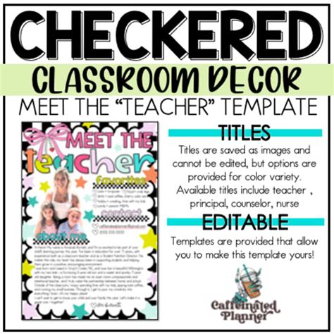 Checkered Classroom Decor Meet The Teacher Template Tpt