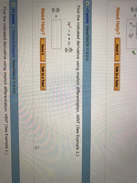 Solved Find The Indicated Derivative Using Implicit