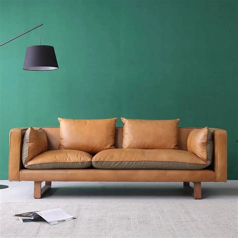 Vintage Genuine Leather 3 Seater Sofa Canvas Nut Loft Home