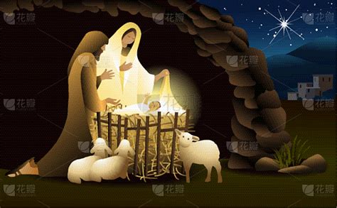 家庭耶稣降生灵性传统波兰儿童节日绘画插图婴儿幸福