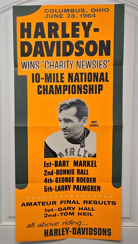 36″ X 17″ — Harley Davidson Poster — Columbus Ohio June 28 1964
