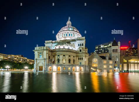 The Church Of Christ Scientist At The Christian Science Plaza At Night