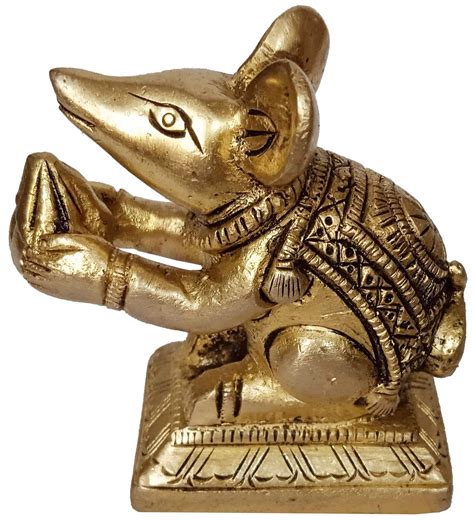 Purpledip Brass Statue Ganesha Vahana Mooshak Collectibe Idol Mouse