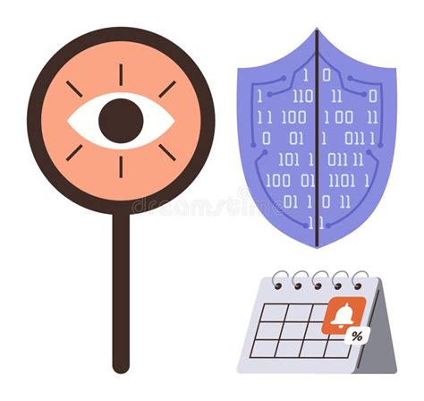 Eye Monitoring Digital Shield With Binary Code And Calendar Alert For