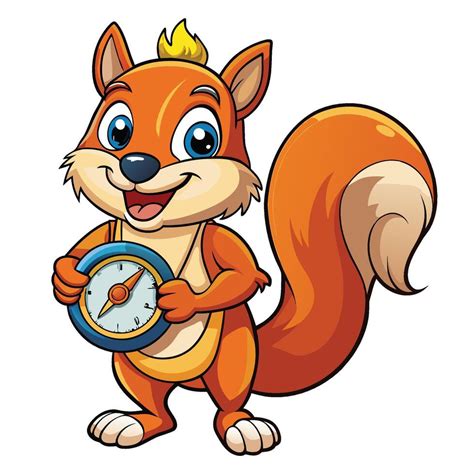 Cute Squirrel Holding A Compass 59267323 Vector Art At Vecteezy