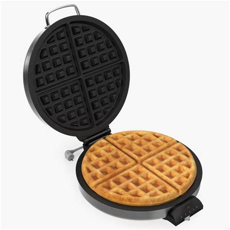 3d Model Round Waffle Maker With Waffle Turbosquid 2018646