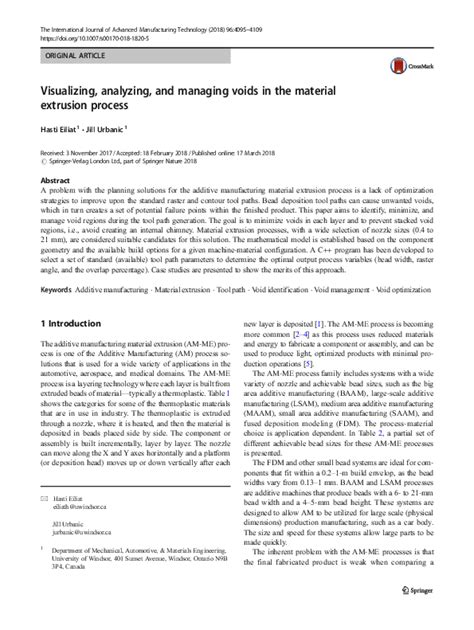 Pdf Visualizing Analyzing And Managing Voids In The Material Extrusion Process