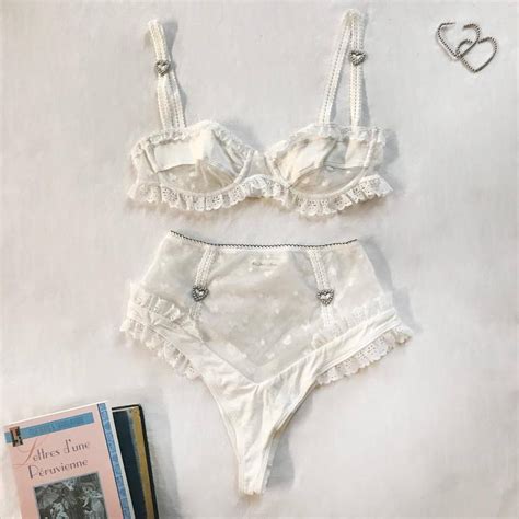 White Lace Lingerie Set White Lace Bralette Boudoir Lingerie White Lace