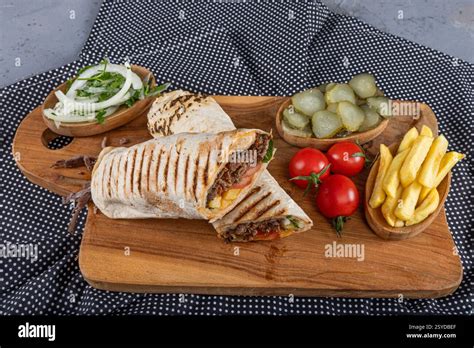 Meat Wrap Doner Beef Shawarma Sandwich Fresh Roll Wrap Of Grilled