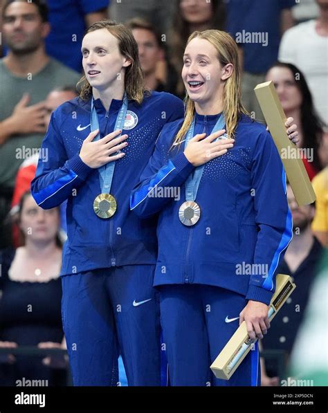 Paris France 03rd Aug 2024 Gold Medalist Katie Ledecky Of Team United States And Bronze