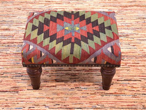 Anatolian Small Kilim Footstool 40x30xh25cm Free Uk Delivery