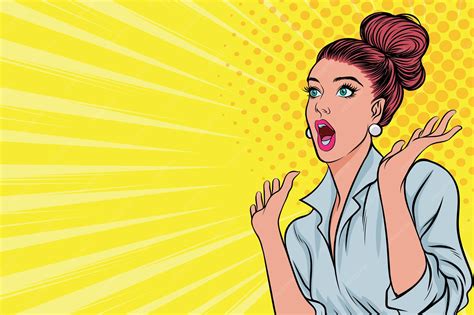 Premium Vector Woman Surprised Wow Gape And Yellow Background For