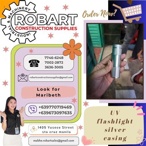 Uv Flashlight Silver Casing Commercial And Industrial Construction